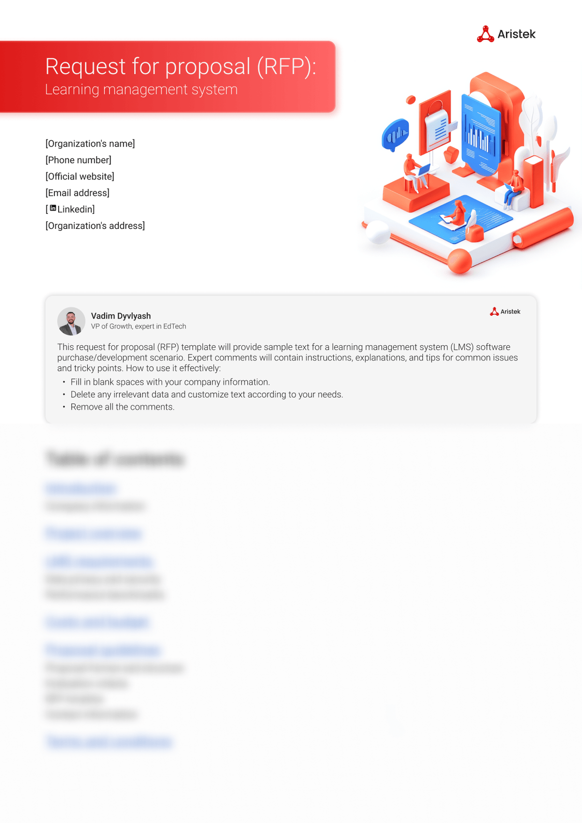 A thoughtful RFP template for successful LMS selection | Aristek Systems