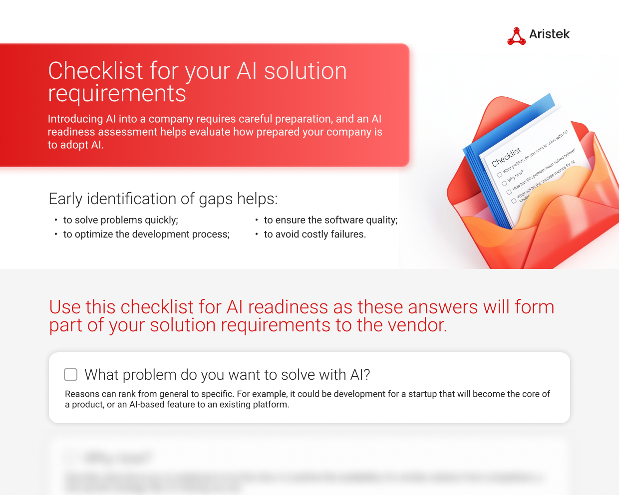 Checklist for your AI solution requirements | Aristek Systems